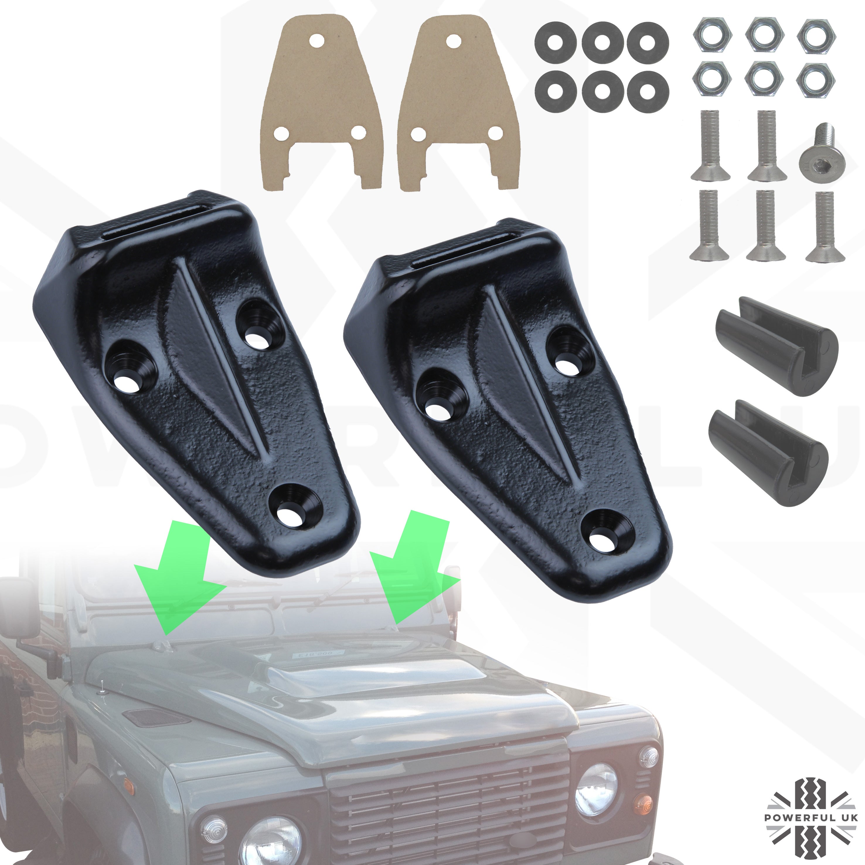 Bonnet Hinge Full Kit for Land Rover Defender – Powerful UK