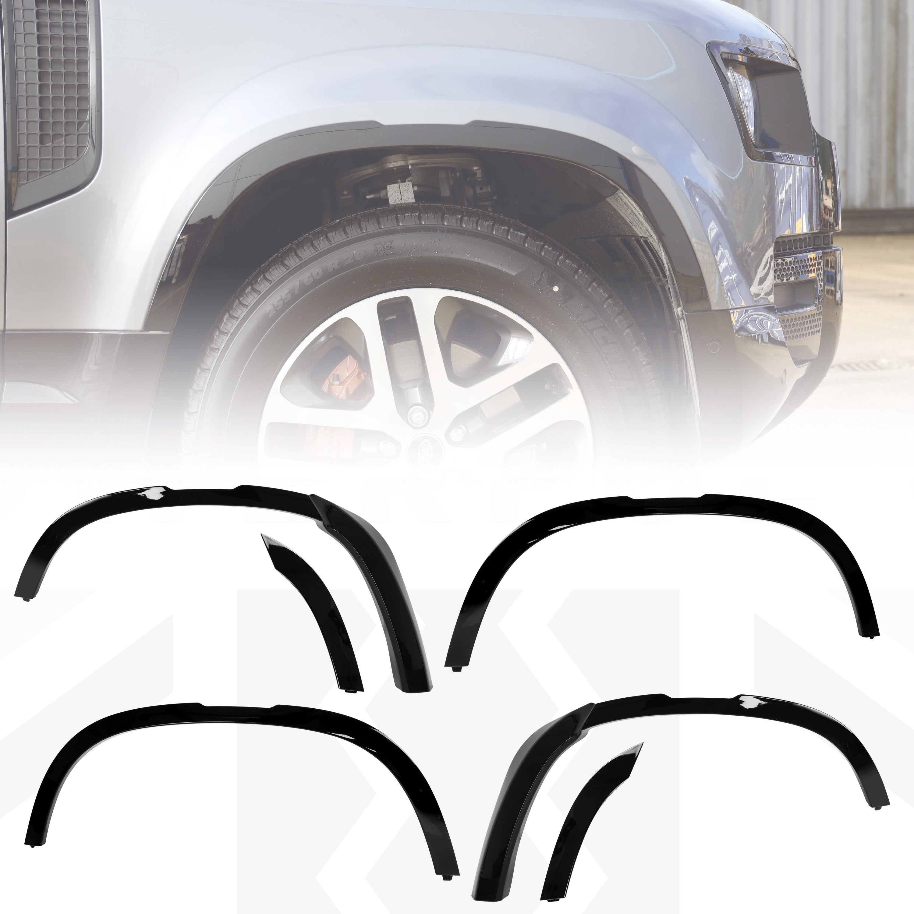 6pc Wheel Arch Kit for Land Rover Defender L663 - ROW - Gloss Black ...