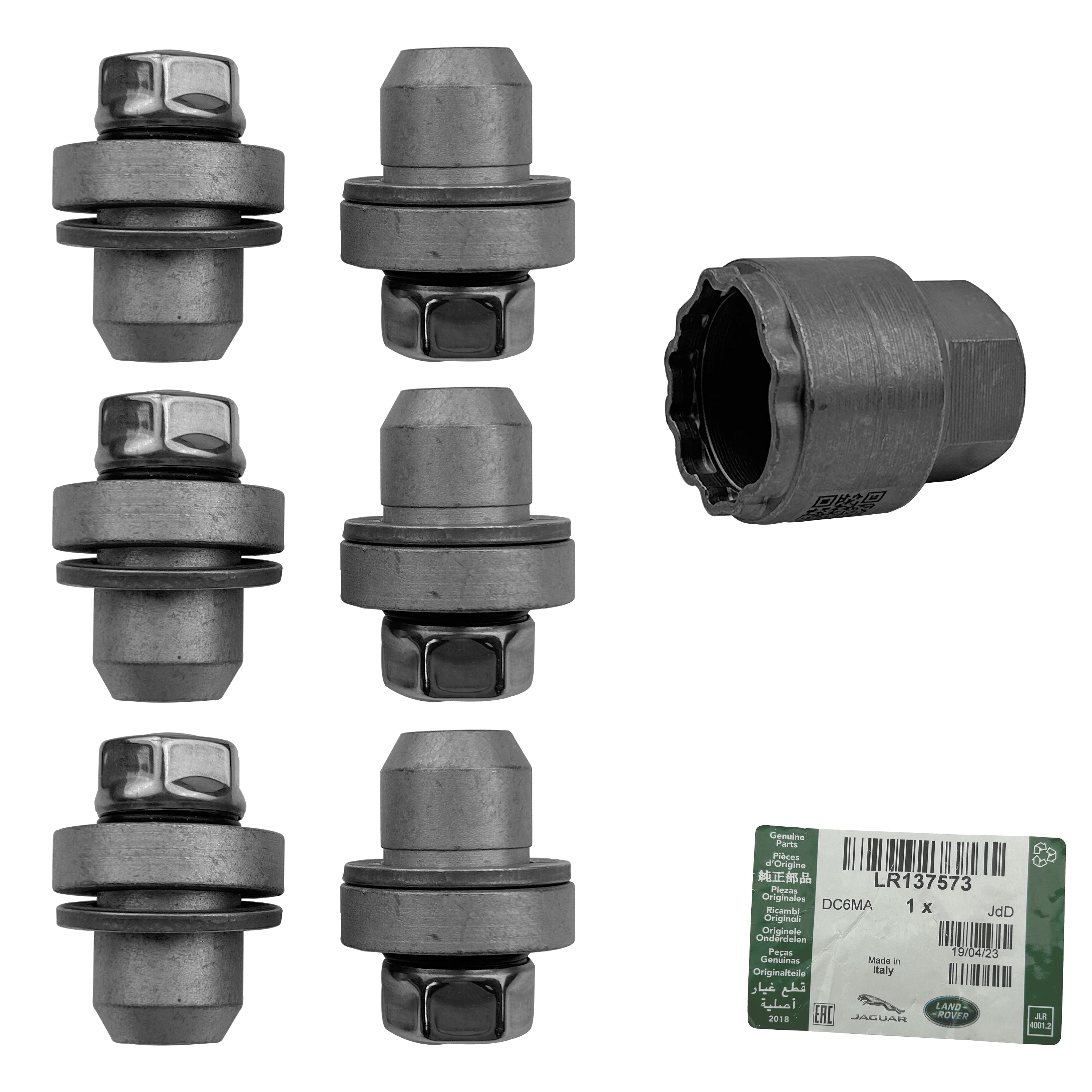 Genuine Locking Wheel Nut Key + 6x Locking Nuts Kit for Land Rover Def ...