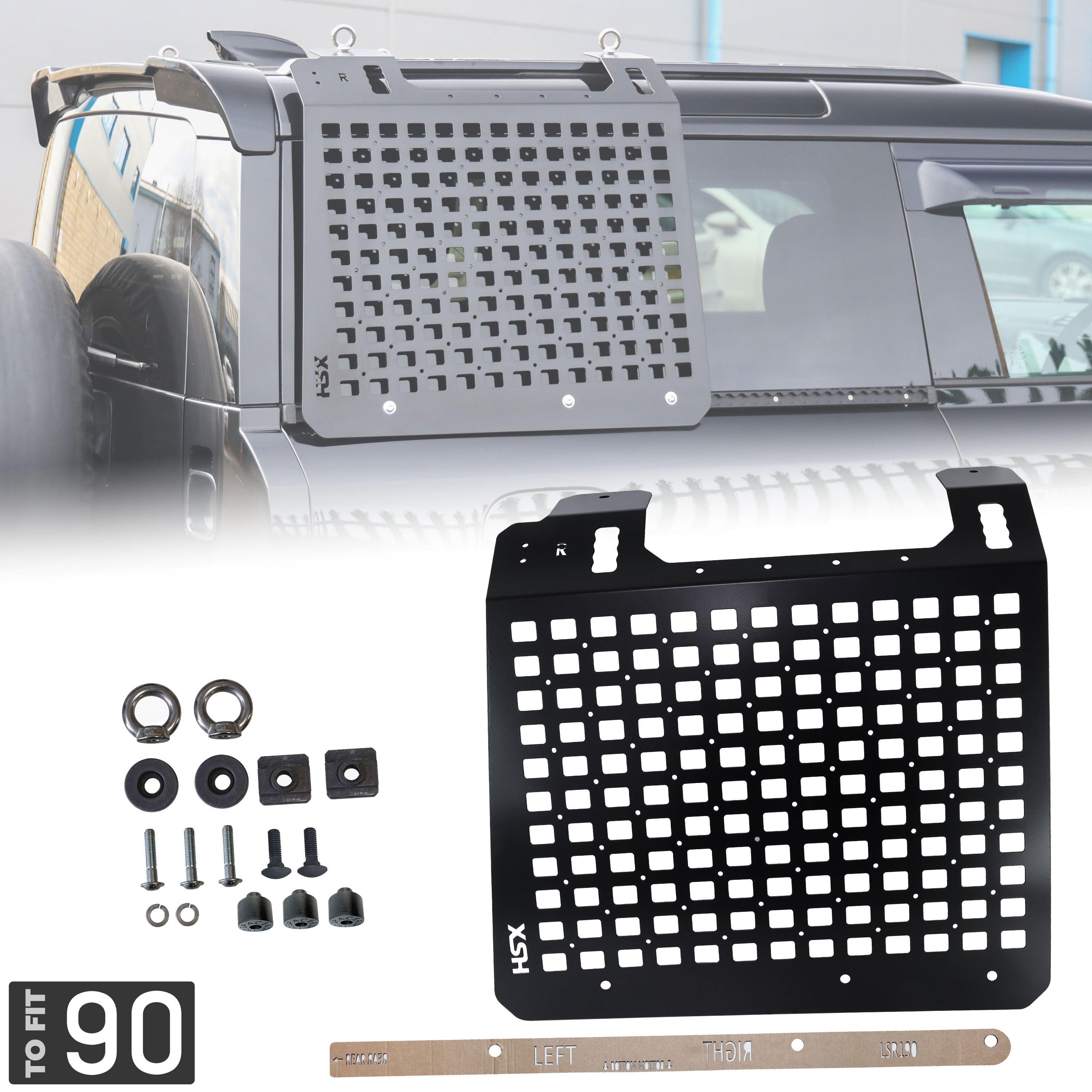 Molle Plate Kit - Black - Grid Design - RH - for Land Rover Defender L ...