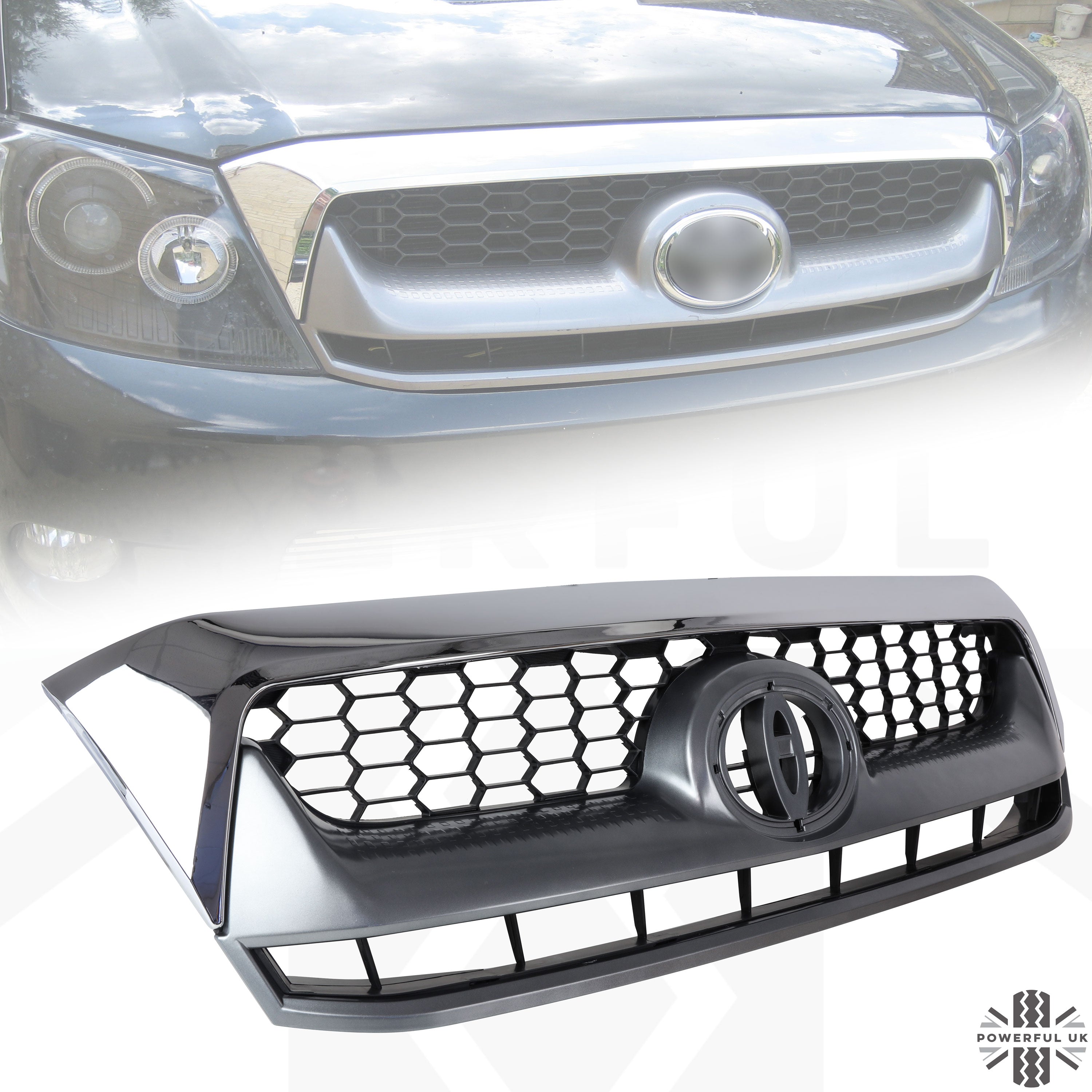 Front Grille - Chrome & Graphite - for Toyota Hilux Mk6 – Powerful UK