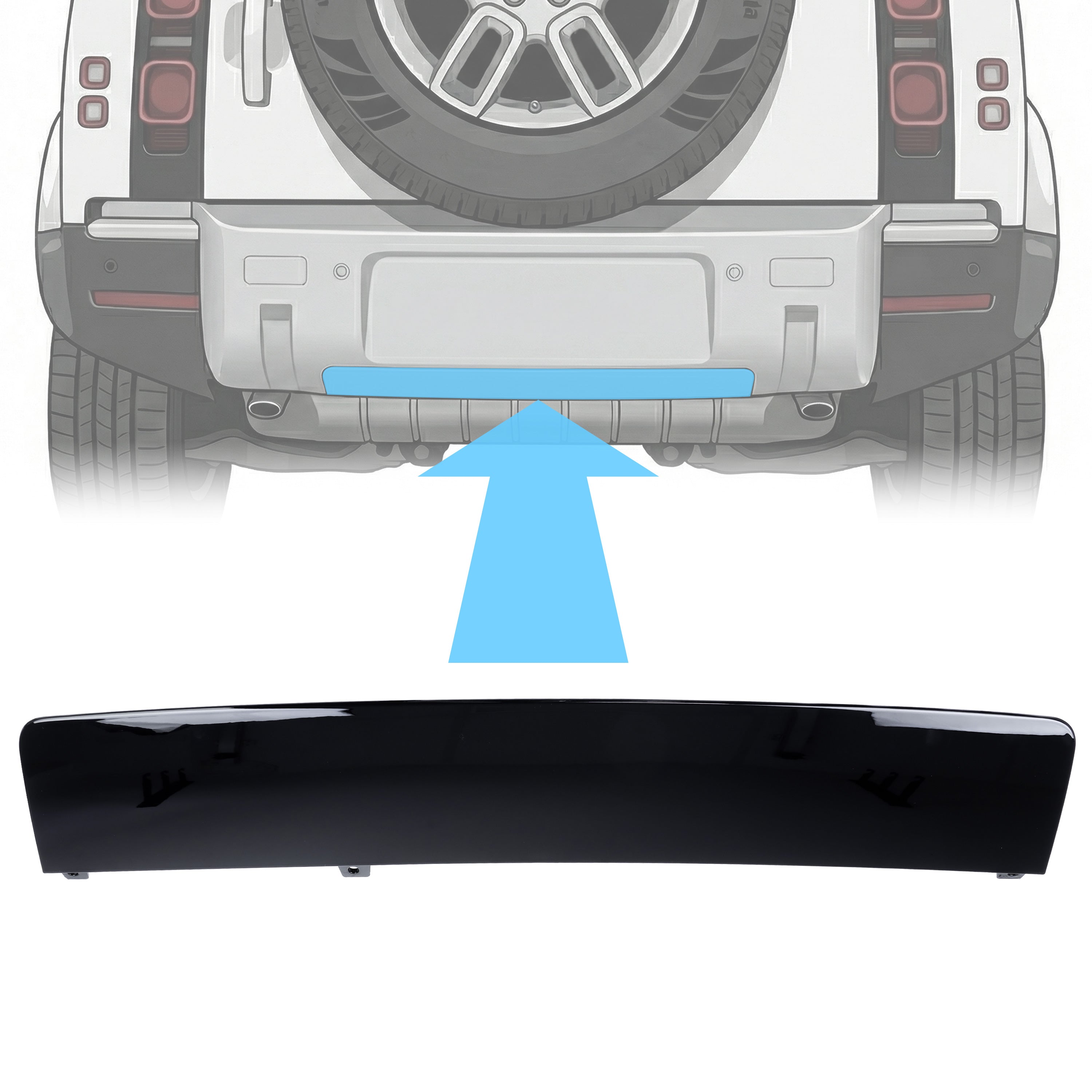Rear Bumper Tow Eye Cover for Land Rover Defender L663 - Gloss Black ...