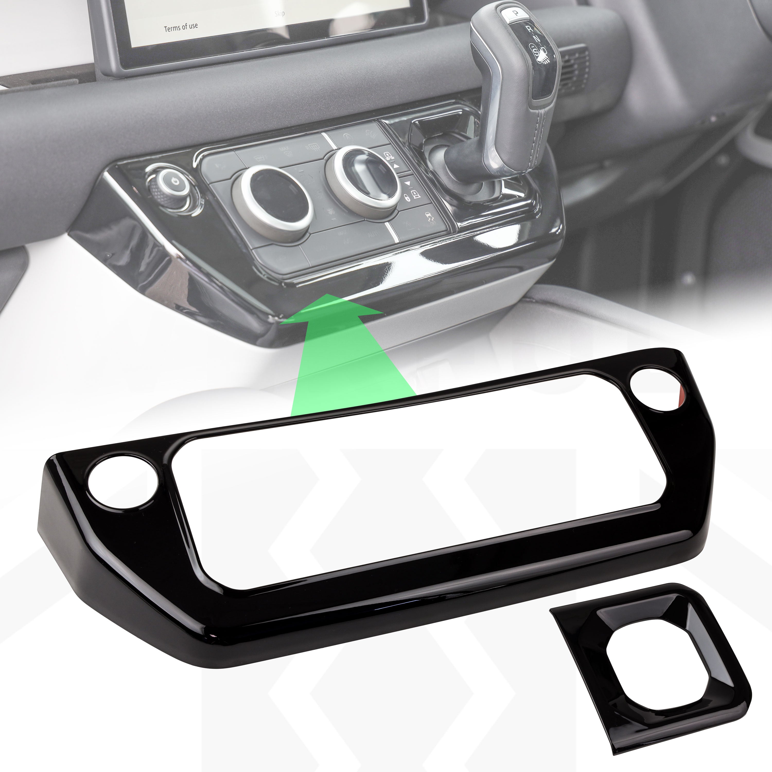 2pc Centre Console Dash Cover Kit in Gloss Black for Land Rover Defend ...