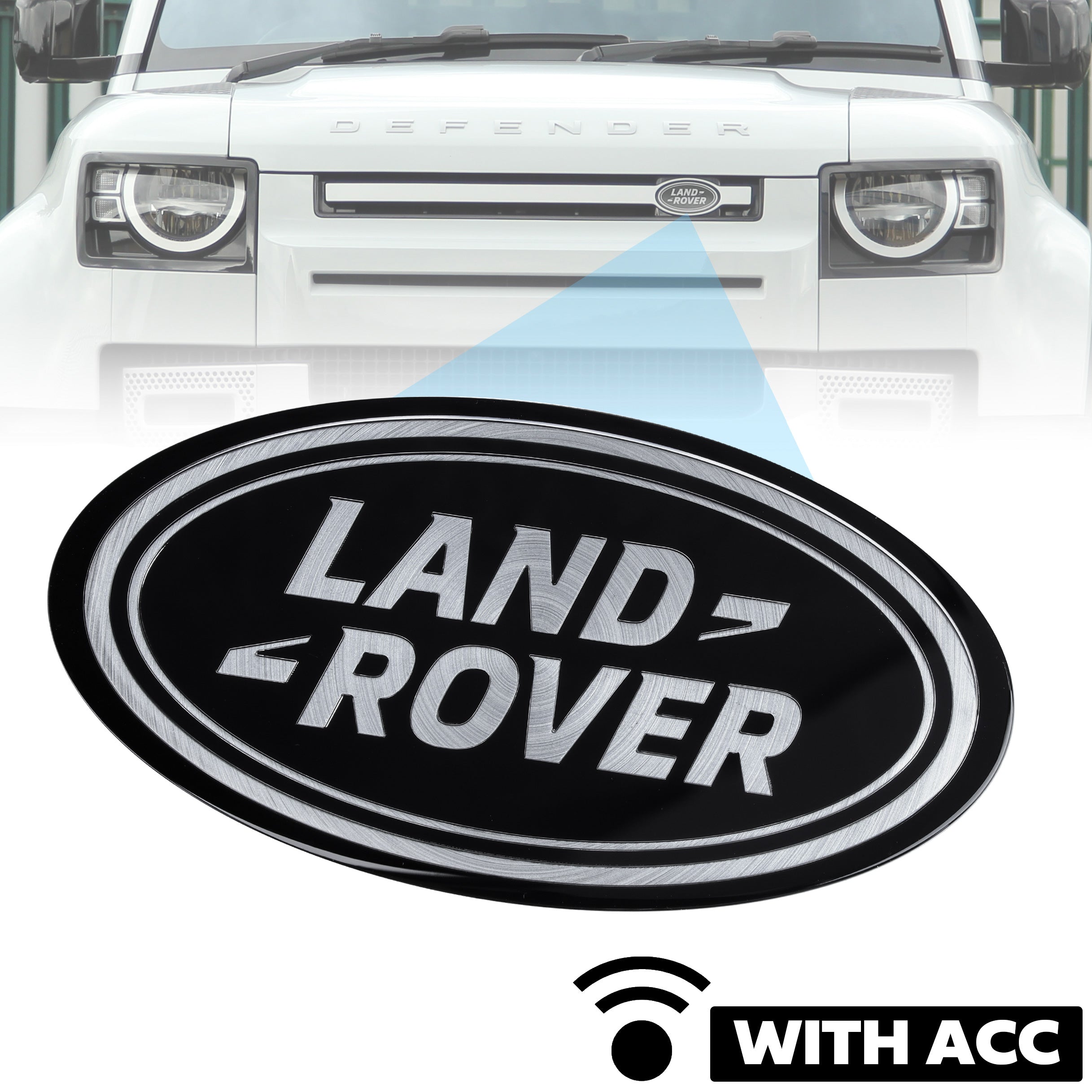 Front Grille Badge for Land Rover Defender L663 - 'with ACC' type - Bl ...