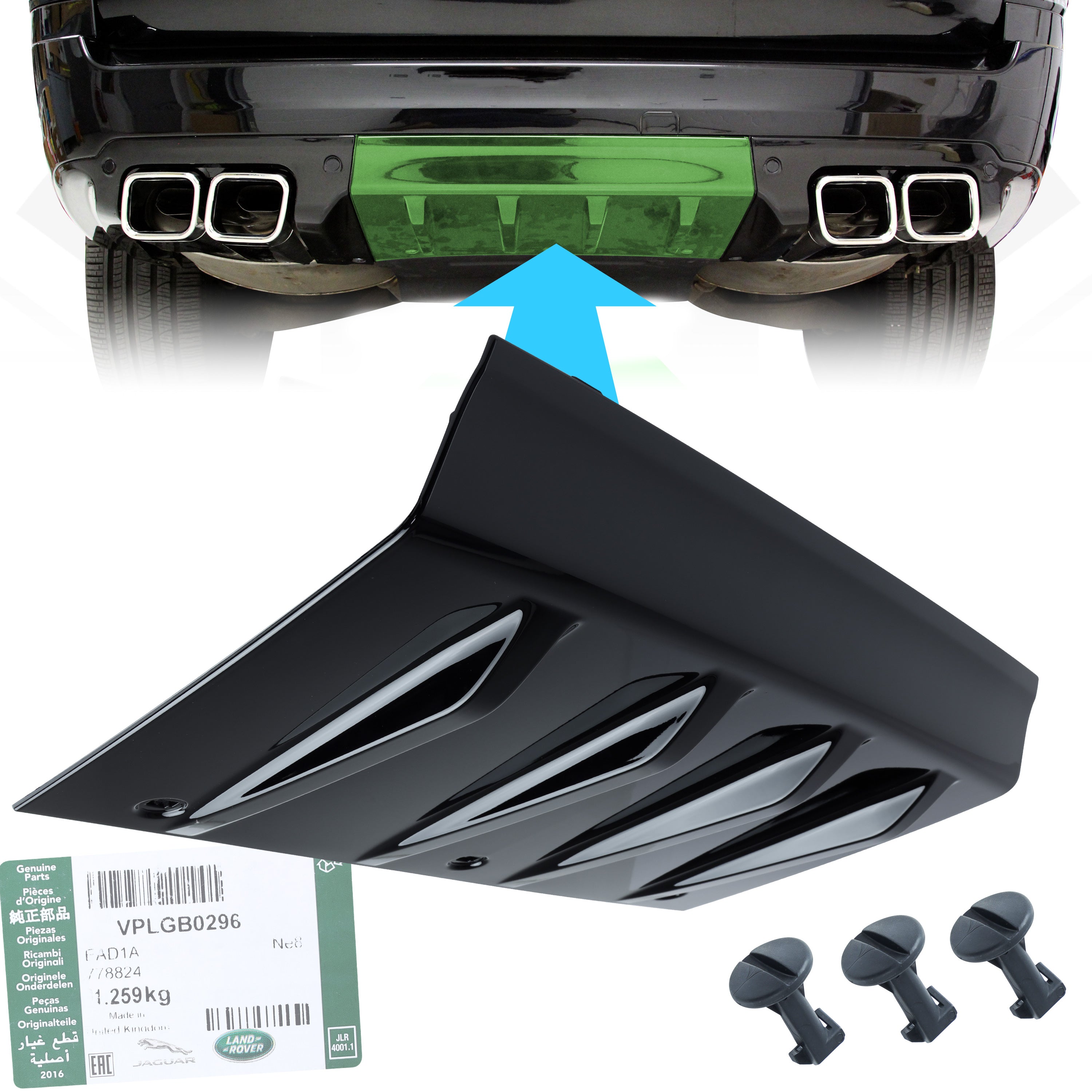 Genuine Rear Tow Eye Cover for Range Rover L405 SVO Bumper - Gloss Bla ...