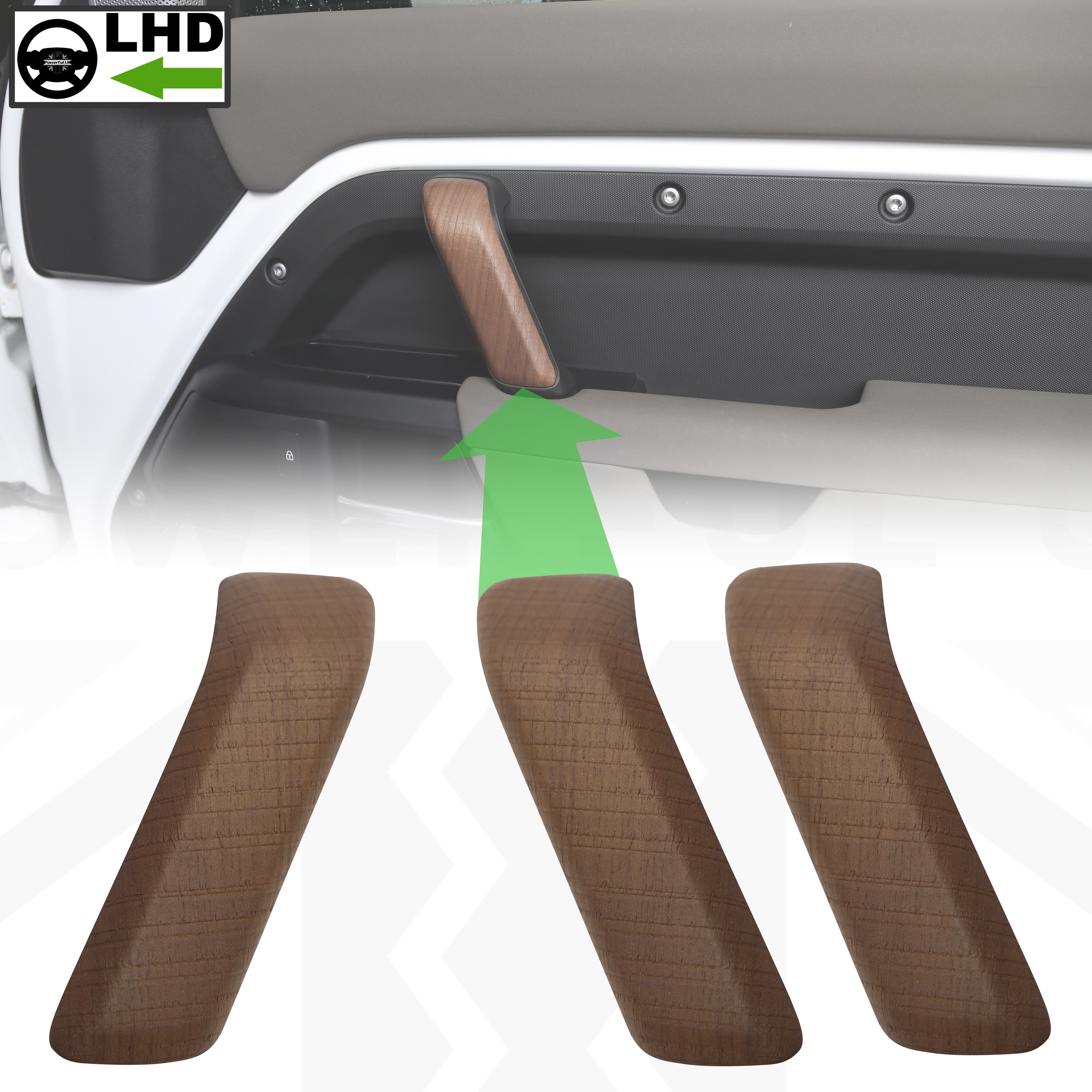 3pc Interior Door Pull Finishers (Genuine) in Walnut for Defender L663 ...