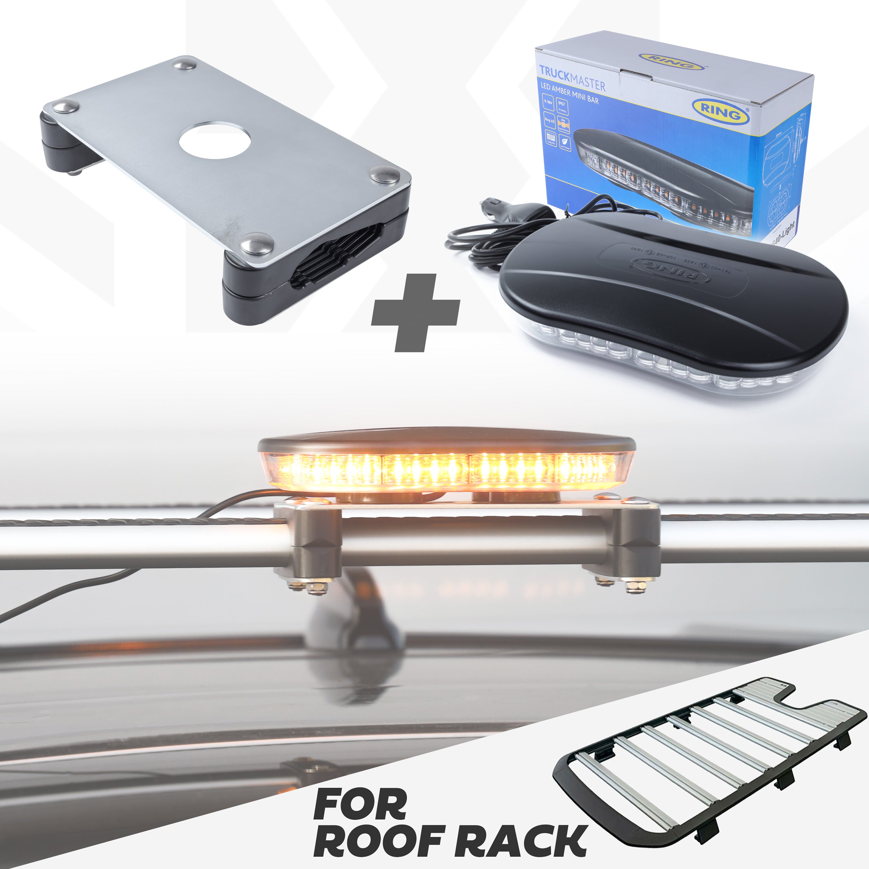 RING Beacon Light + Roof Rack Mount Kit for the Land Rover Defender L6 ...