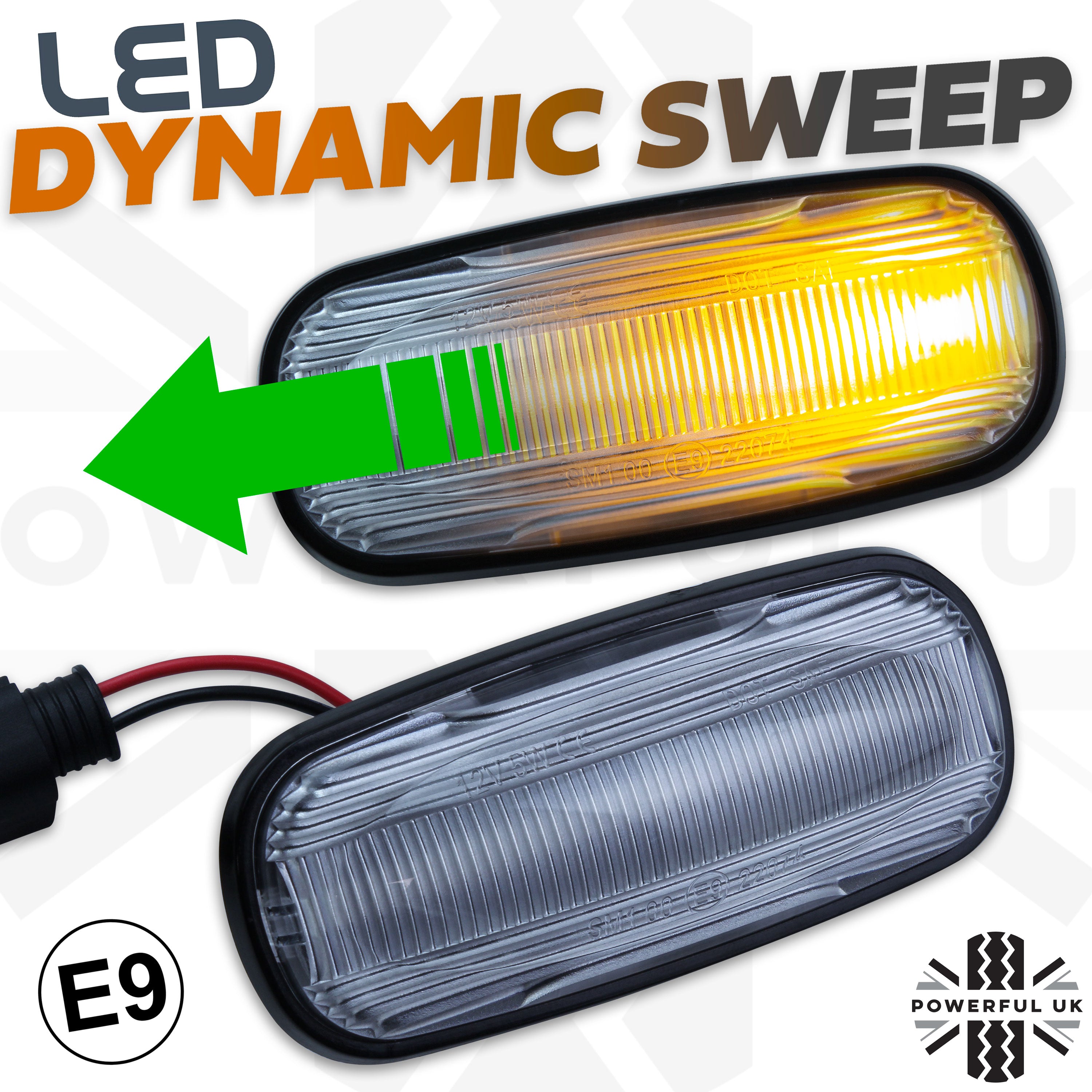 Side Repeaters (Pair) - LED - Clear - Dynamic Sweep for Land Rover Def ...